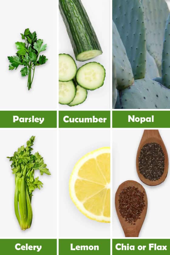 Nopal, Cucumber, Parsley, Celery, Lemon and Flax/Chia Smoothie